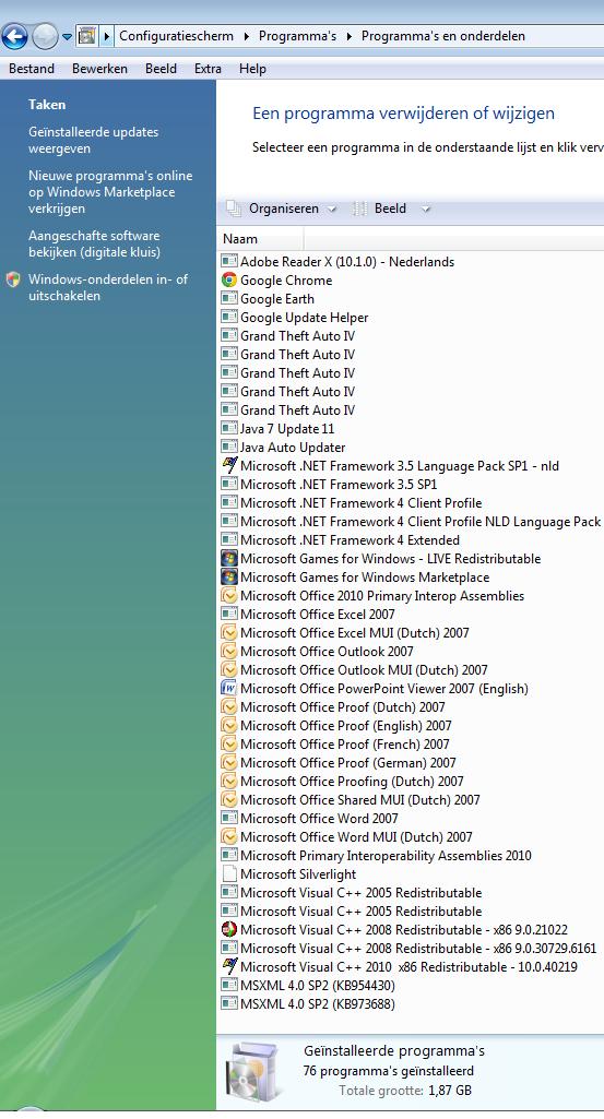 Kan geen programma's meer opnenen en/of verwijderen' | Nationaal ...