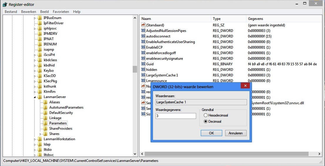 Largesystemcache Win10