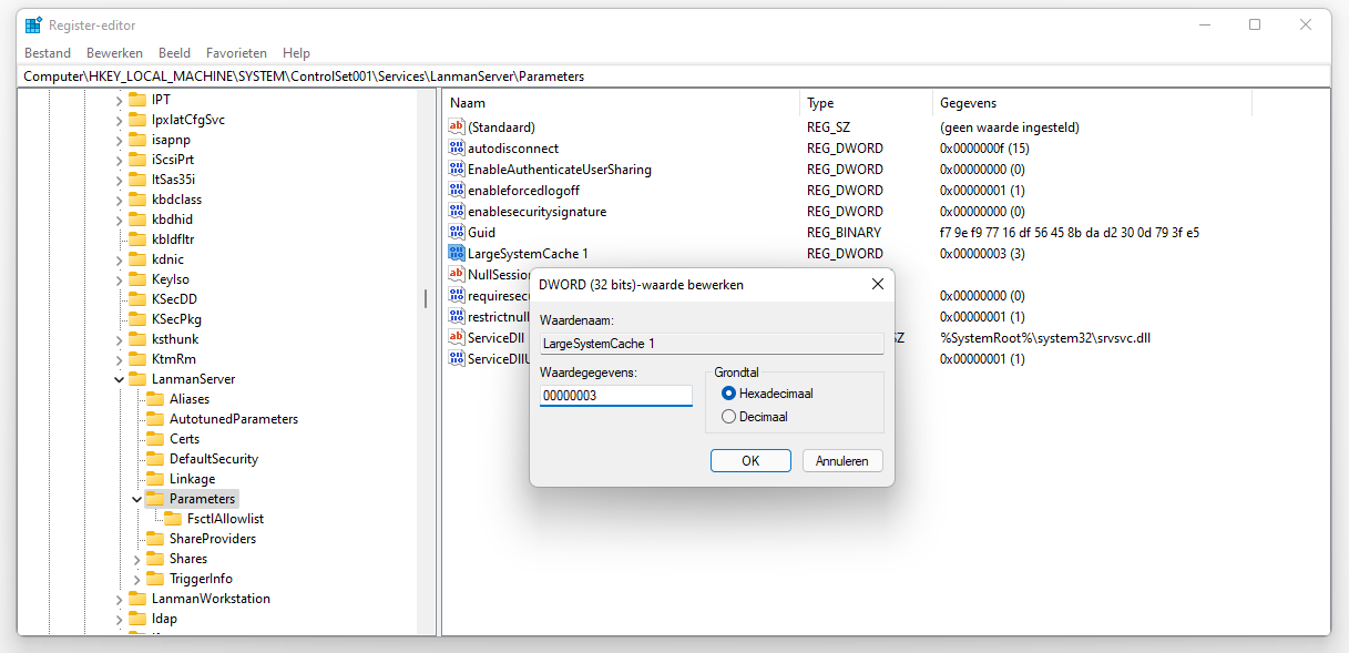 Largesystemcache Win10